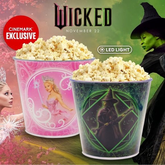 Other | Cinemark Exclusive Wicked Movie Light Up Popcorn Container Tin ...